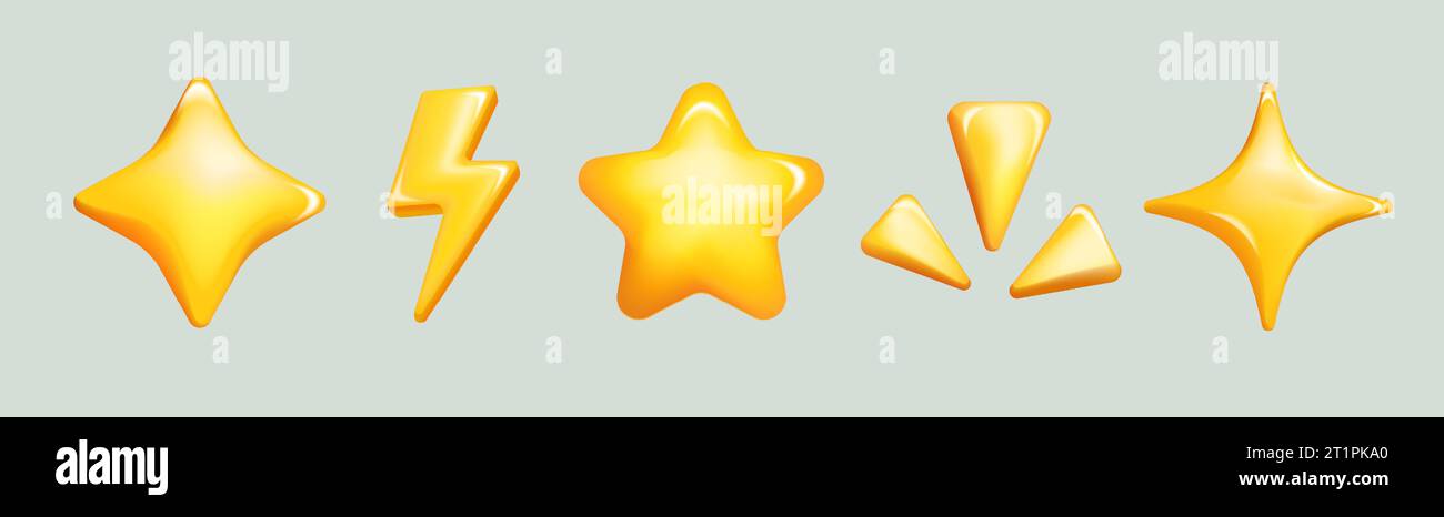Set of lightning and stars isolated symbols Stock Vector Image & Art ...