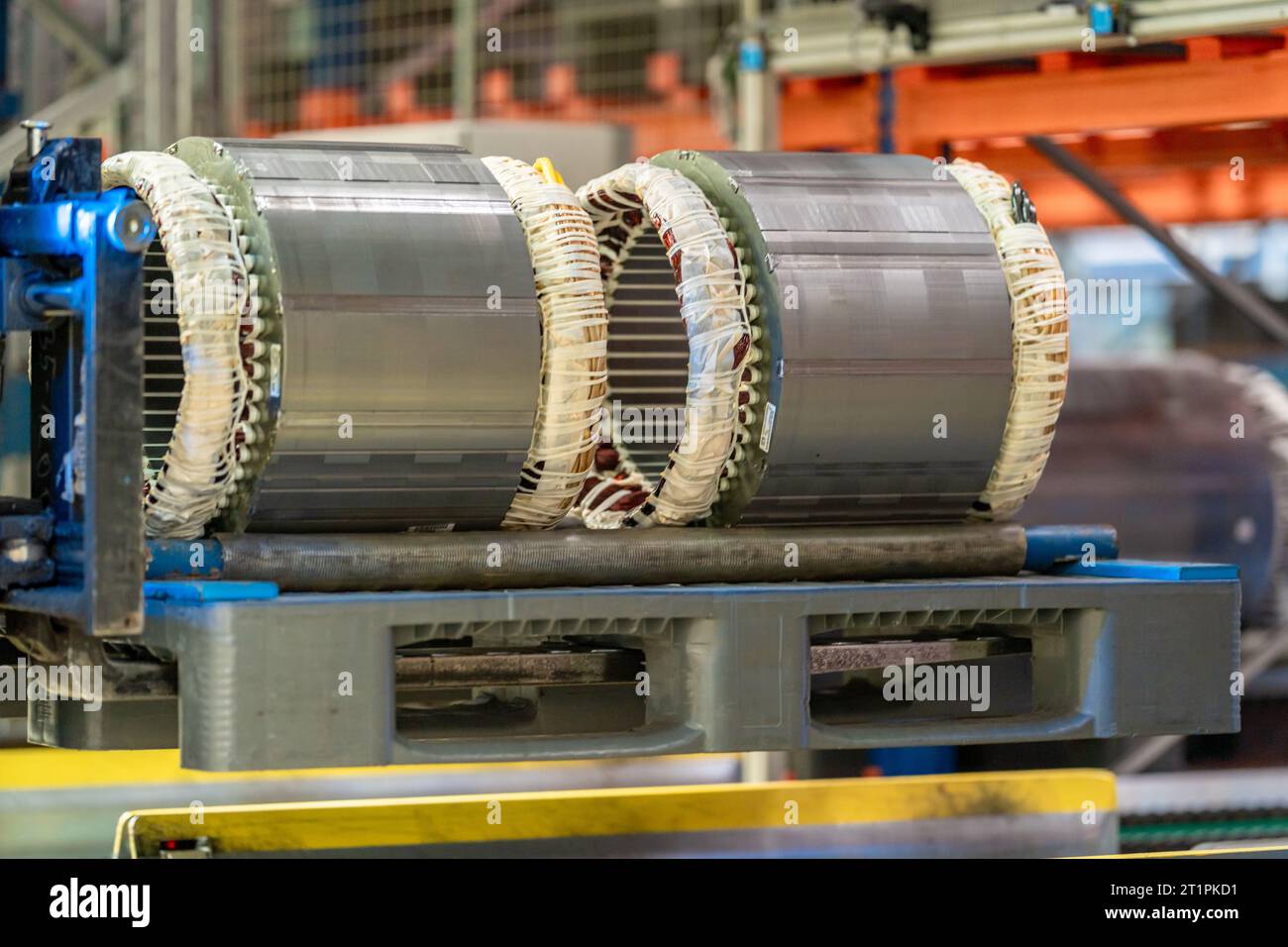 detail of the modern electric motor on the production line in the ...