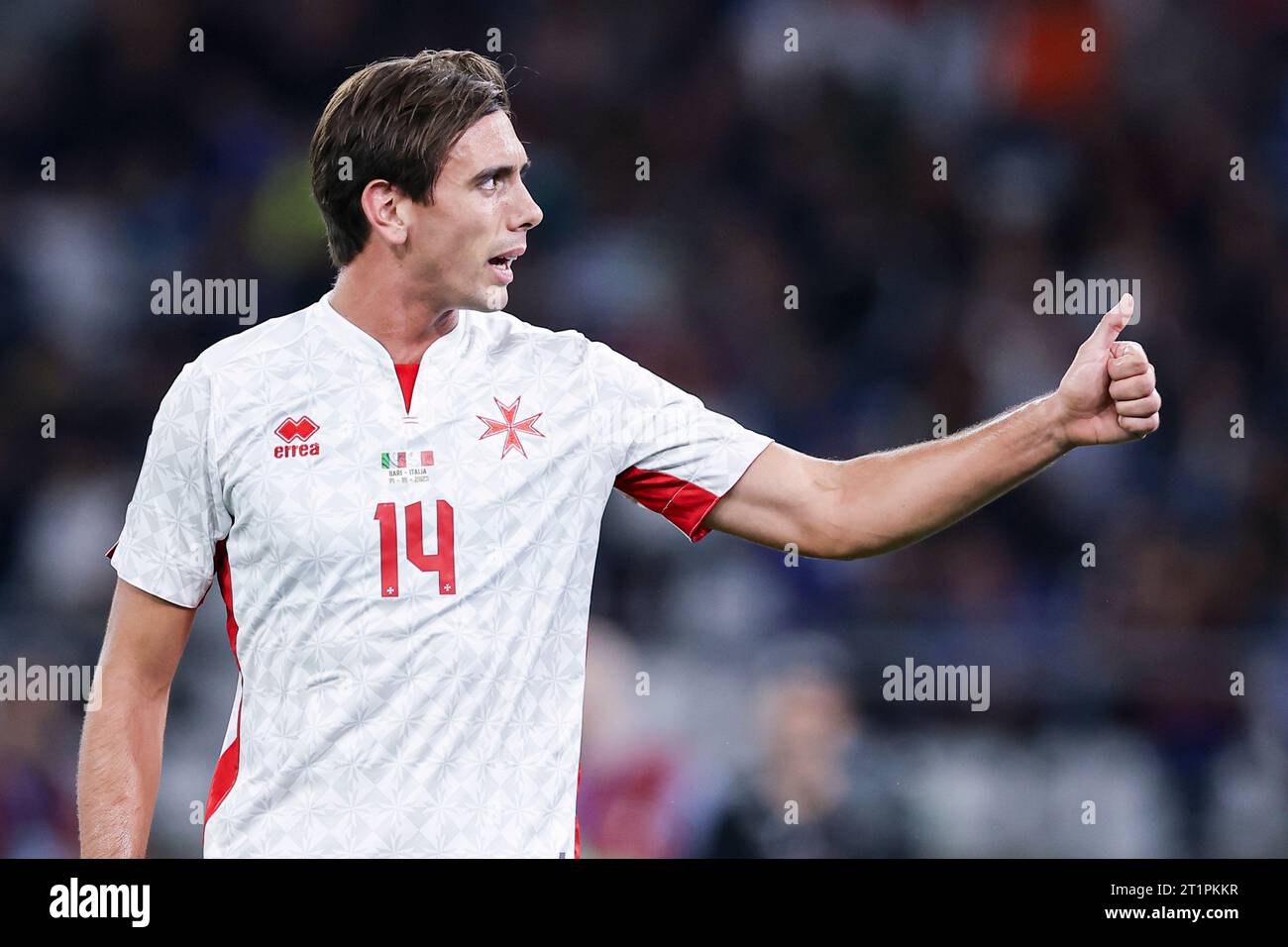 Malta’s forward Alexander Satariano gesticulate during the Euro 2024 ...