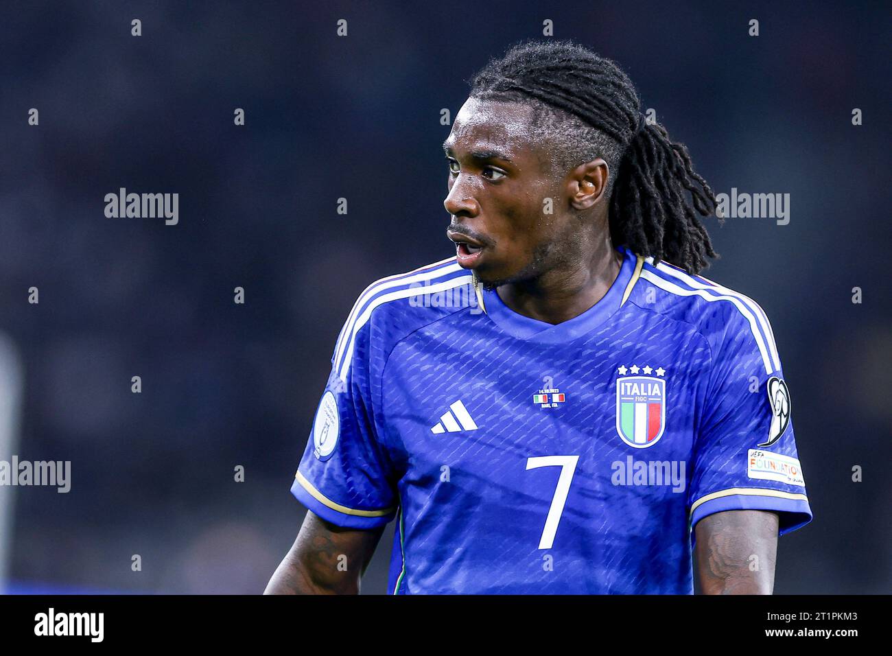 Italian's forward Moise Kean looks during the Euro 2024 Qualifier Group ...