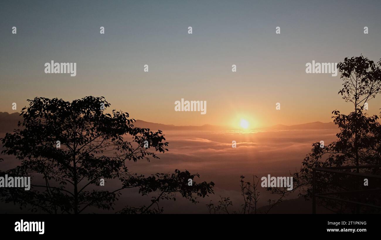 Beautiful sunset in Nepal over the Himalayas, Asia Stock Photo - Alamy