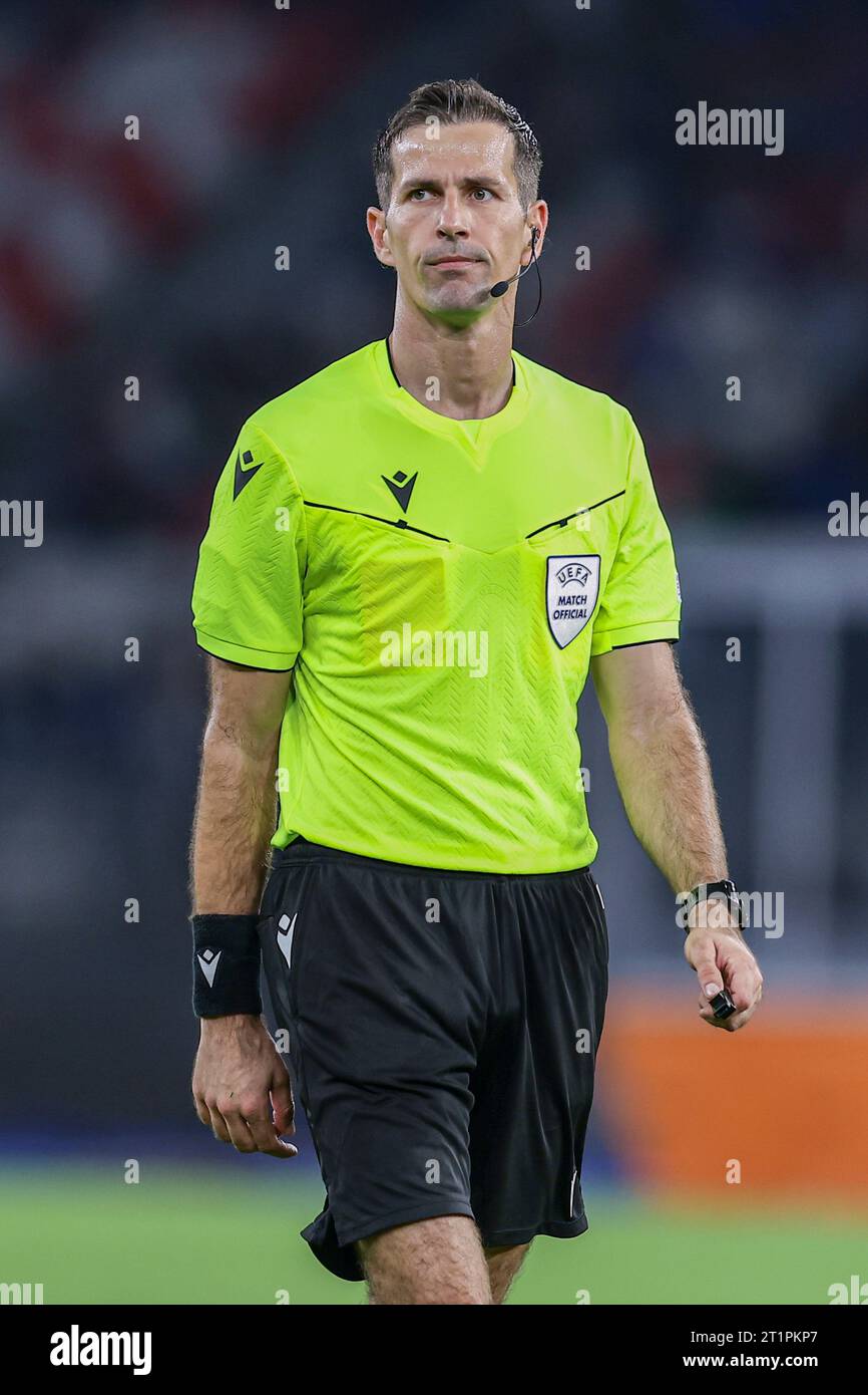 Croatian referee Duje Strukan looks during the Euro 2024 Qualifier ...