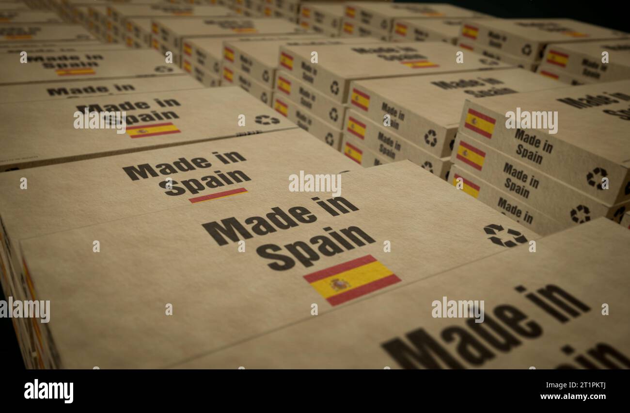 Made in Spain box production line. Manufacturing and delivery. Product ...