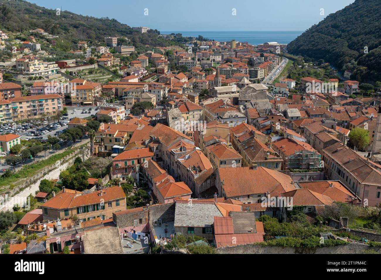 View of the coastal town from the Forte San Giovanni, a Spanish fort ...