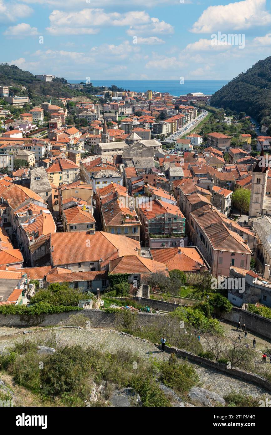 View of the coastal town from the Forte San Giovanni, a Spanish fort ...