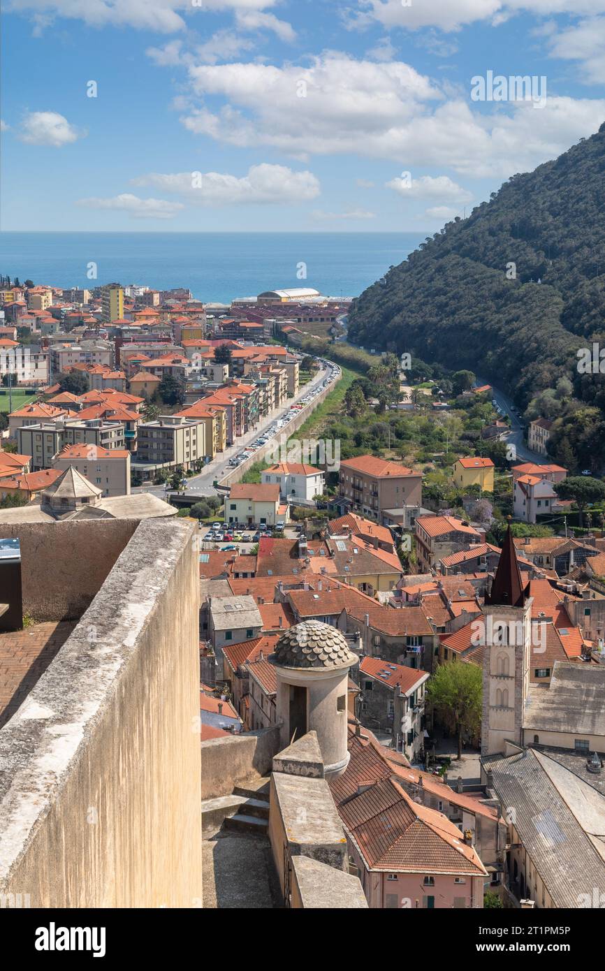 View of the coastal town from the Forte San Giovanni, a Spanish fort ...