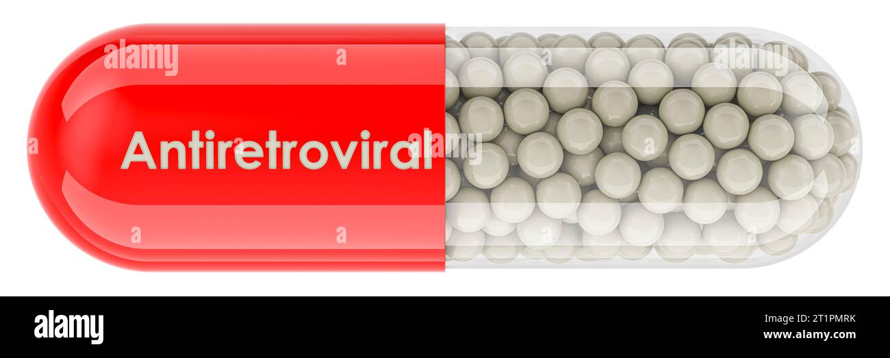 Antiretroviral therapy, capsule with antiretroviral. 3D rendering ...