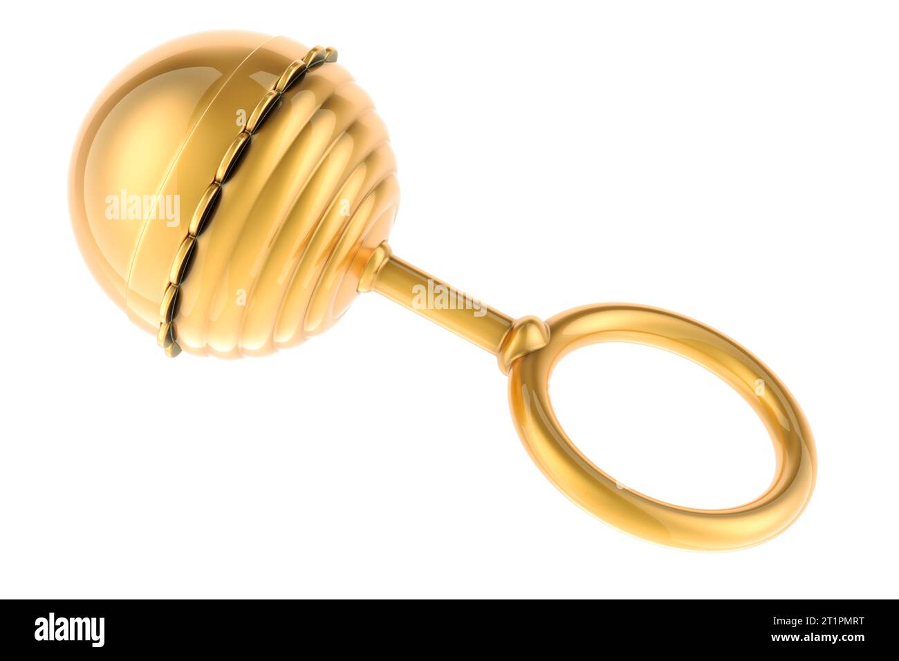 Golden Baby Rattle, 3D rendering isolated on white background Stock ...