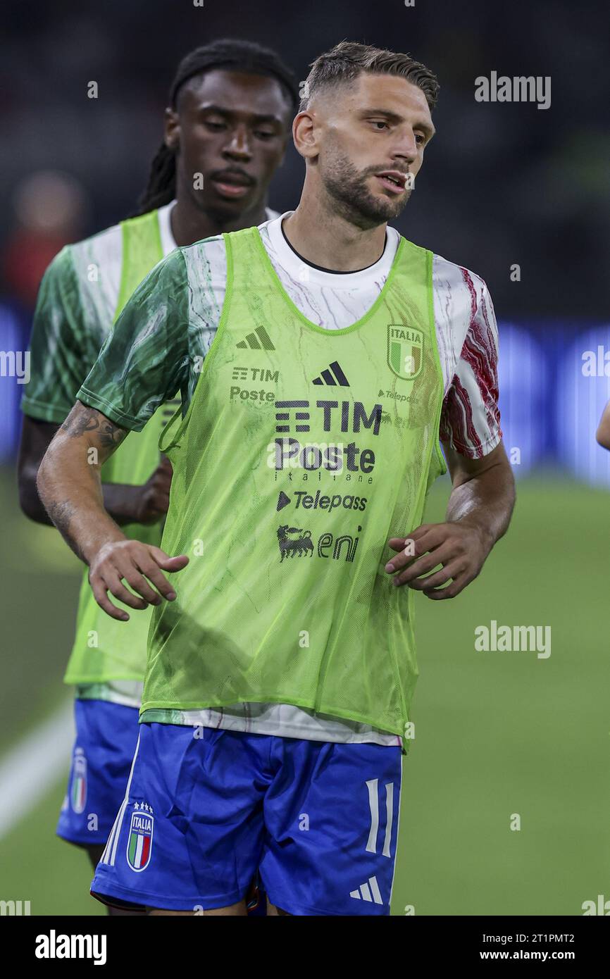 Bari, Italy. 14th Oct, 2023. Italian's forward Domenico Berardi looks ...