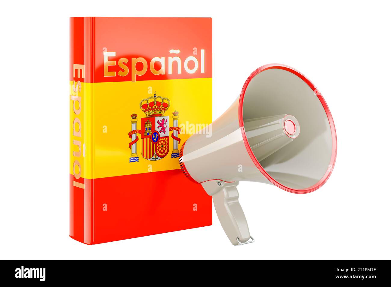 Spanish language textbook with megaphone. Courses of Spanish language ...