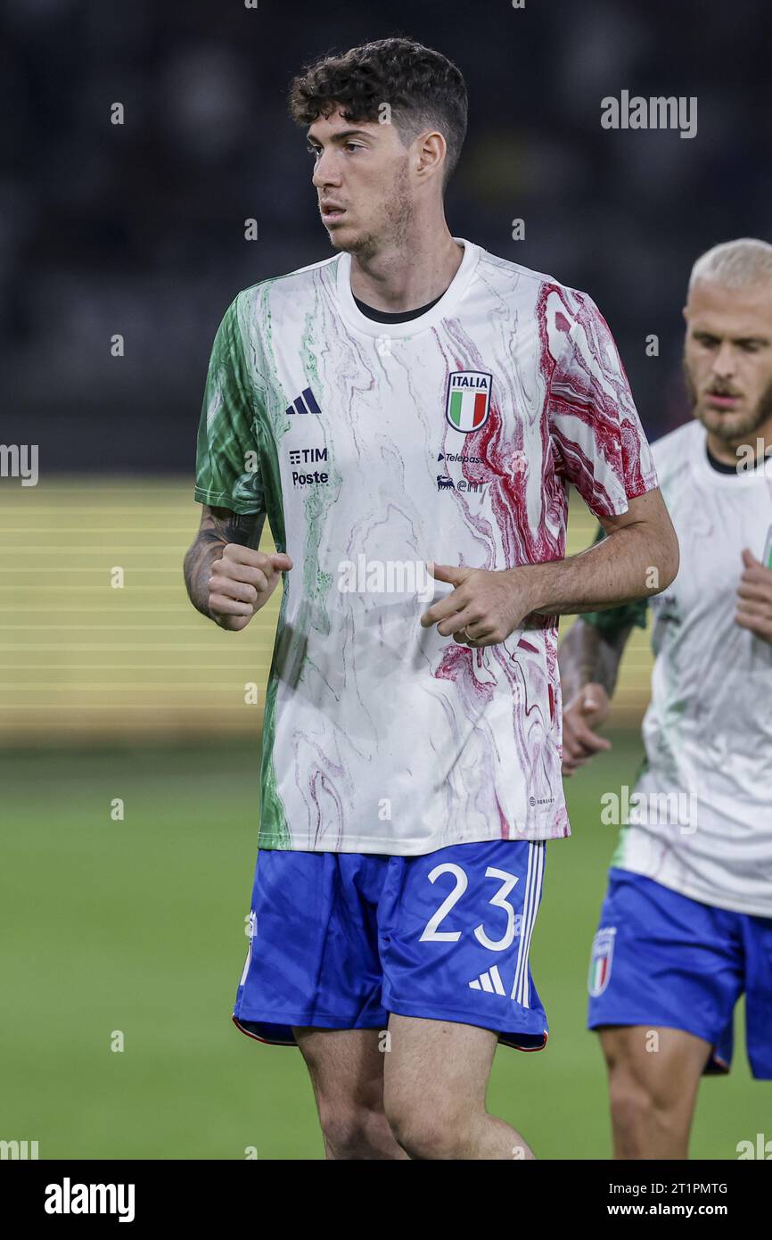 Bari, Italy. 14th Oct, 2023. Italian's defender Alessandro Bastoni ...