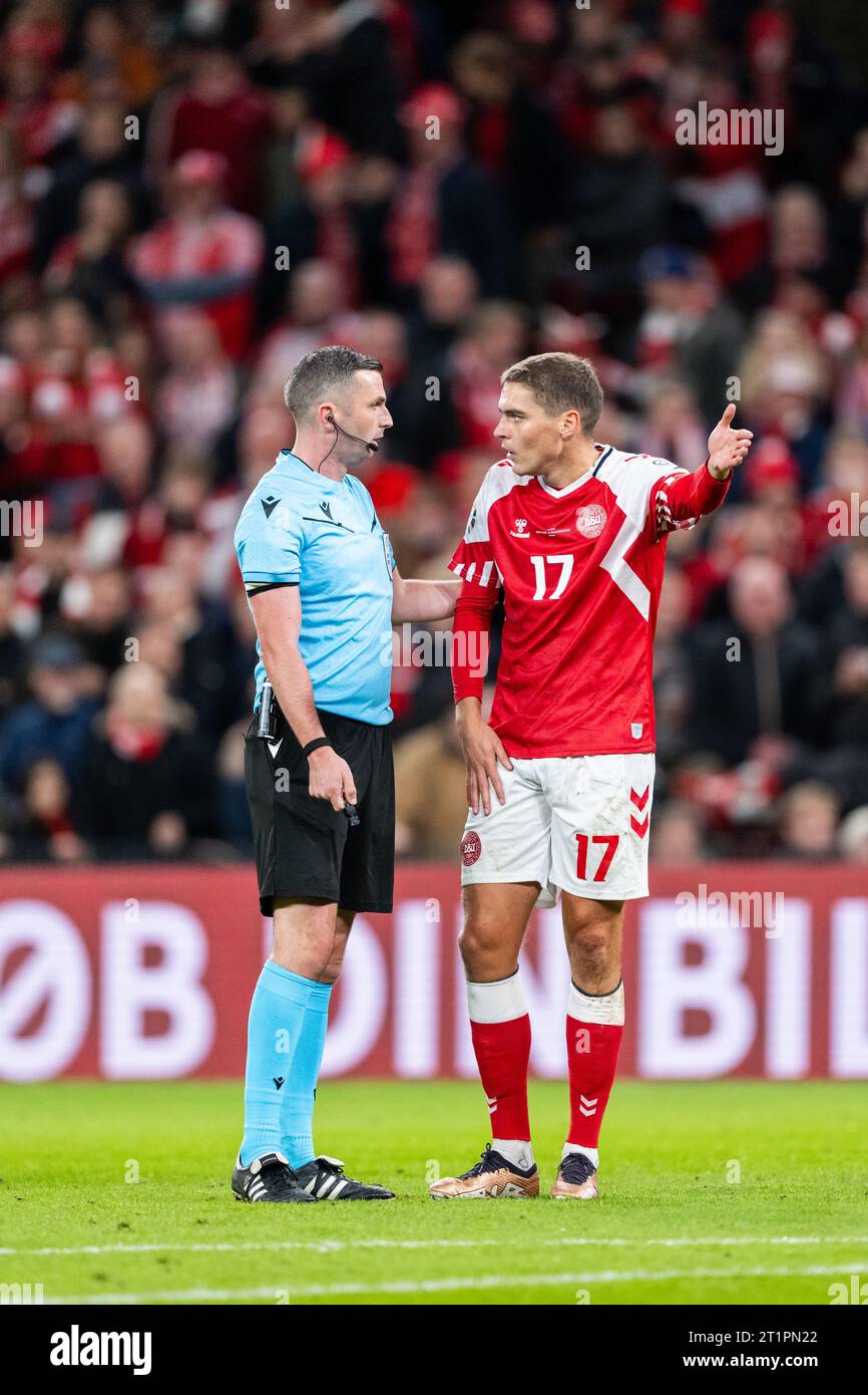 Copenhagen, Denmark. 14th Oct, 2023. Referee Michael Oliver seen with ...