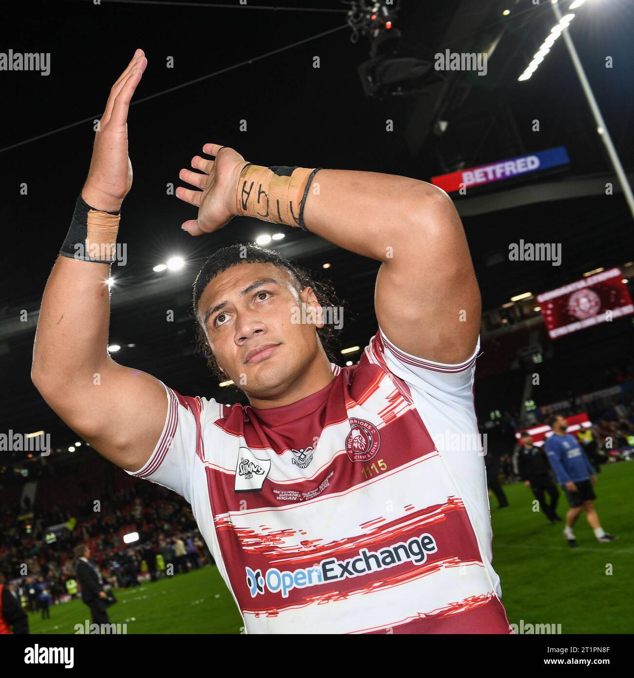 Manchester, England - 14th October 2023 Patrick Mago of Wigan Warriors ...