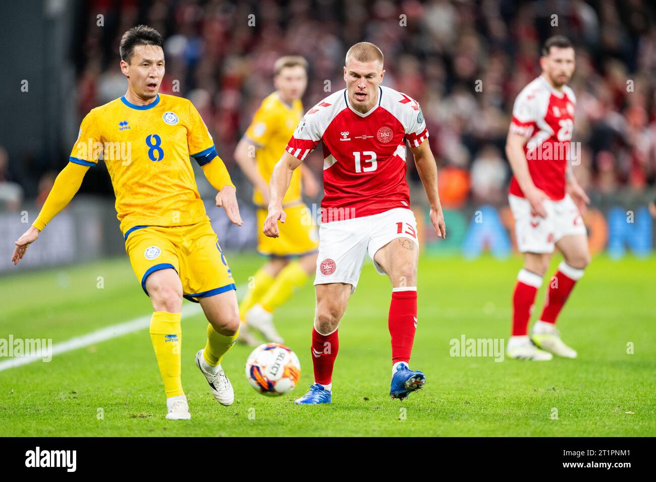 Copenhagen, Denmark. 14th Oct, 2023. Rasmus Kristensen (13) of Denmark ...