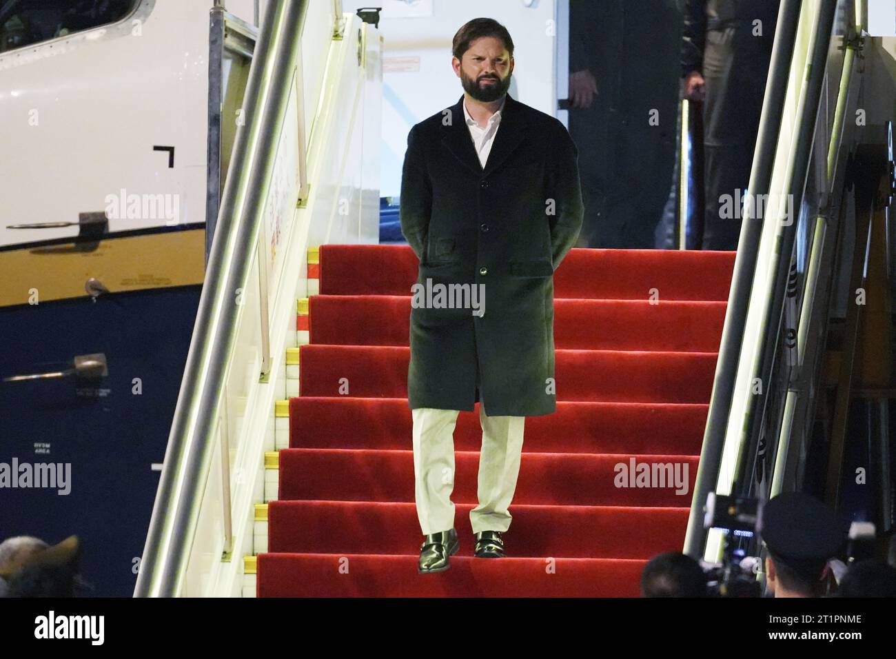 Chilean President Gabriel Boric arrives at Beijing's airport ahead of ...