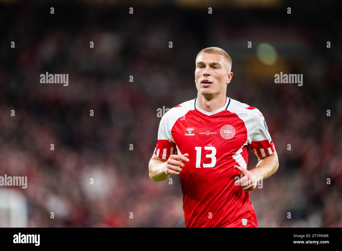 Copenhagen, Denmark. 14th Oct, 2023. Rasmus Kristensen (13) of Denmark ...