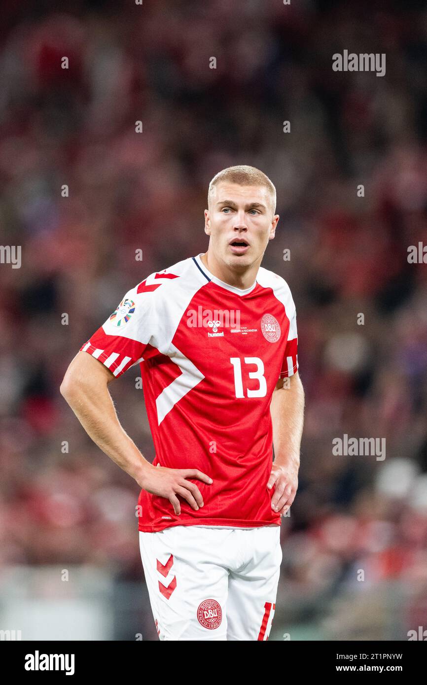 Copenhagen, Denmark. 14th Oct, 2023. Rasmus Kristensen (13) of Denmark ...
