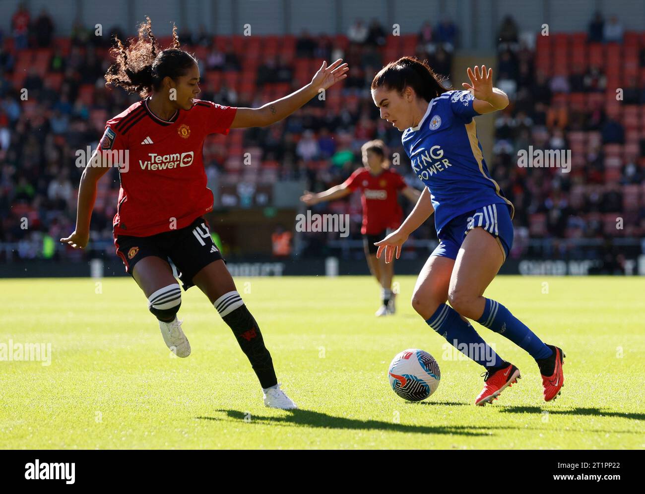 Manchester United's Jayde Riviere (left) and Leicester City's Shannon O ...