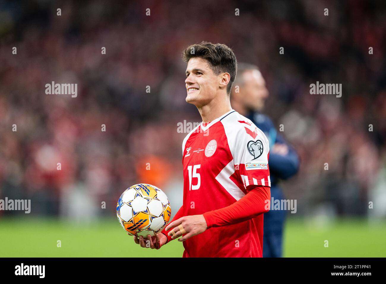 Copenhagen, Denmark. 14th Oct, 2023. Christian Norgaard (15) of Denmark ...