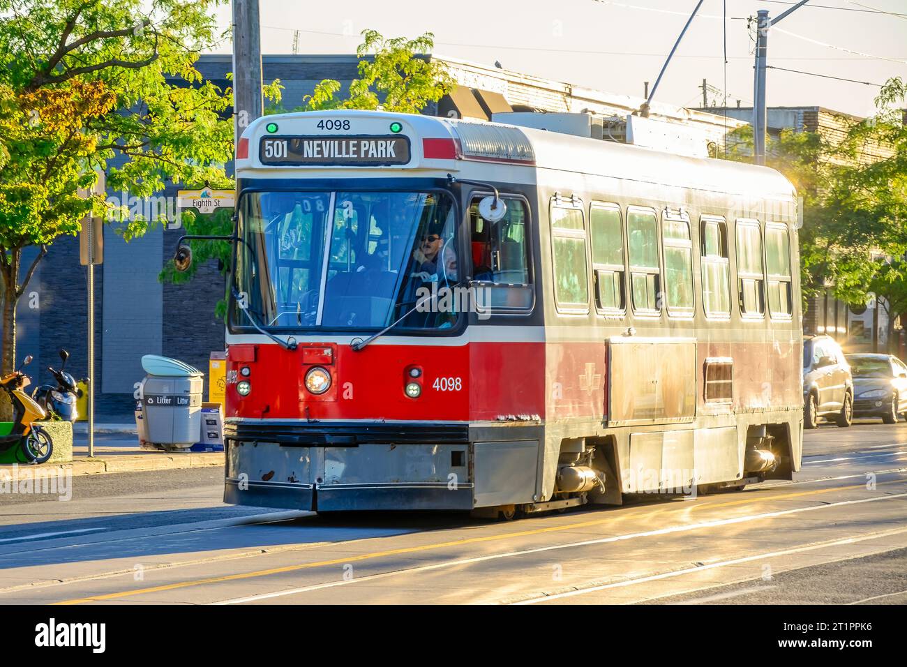 Vintage CLRV or Canadian Light Rail Vehicle driving on a city street in ...