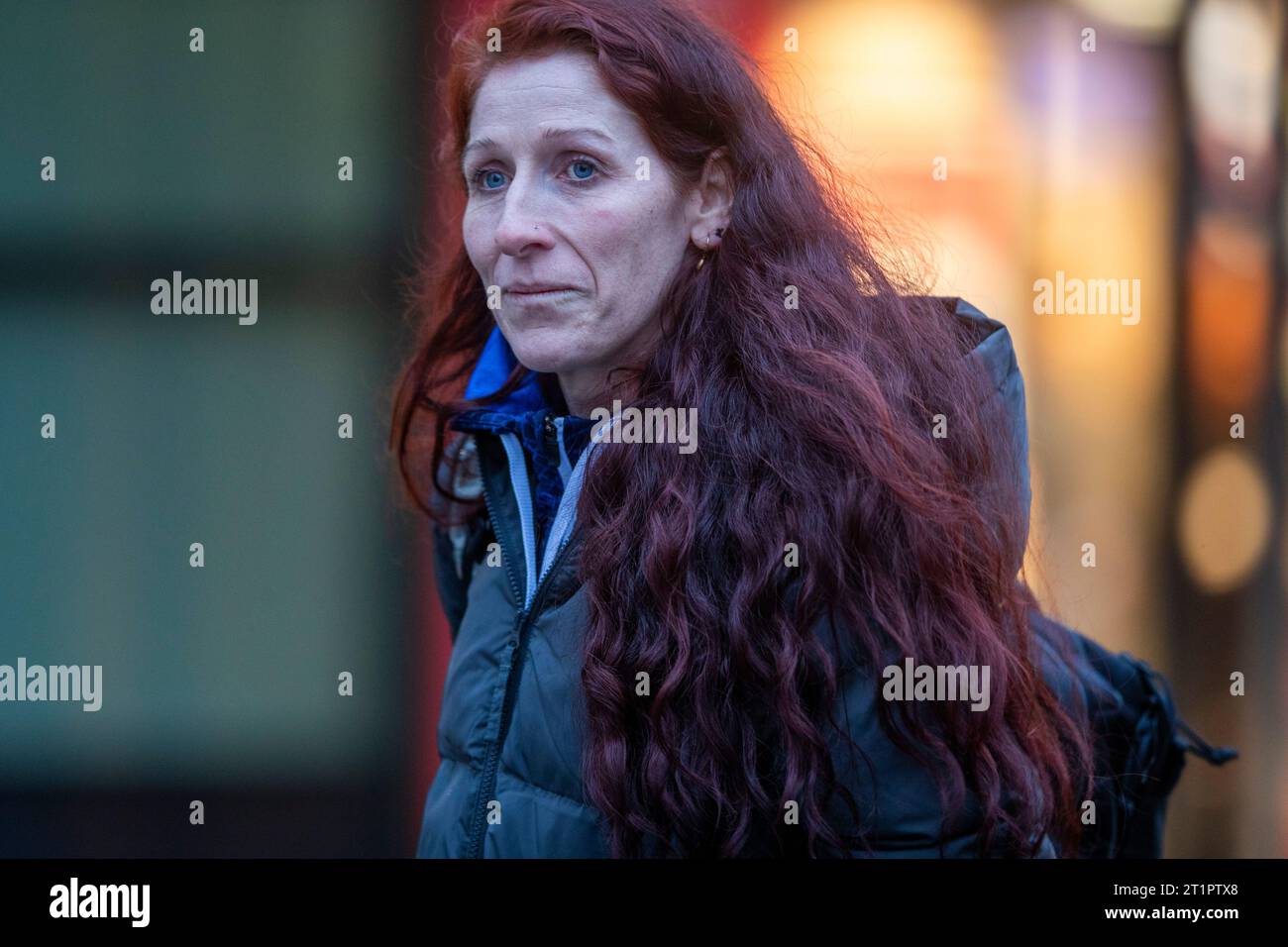 Oslo 20231014.Norway's football president Lise Klaveness on her way out ...