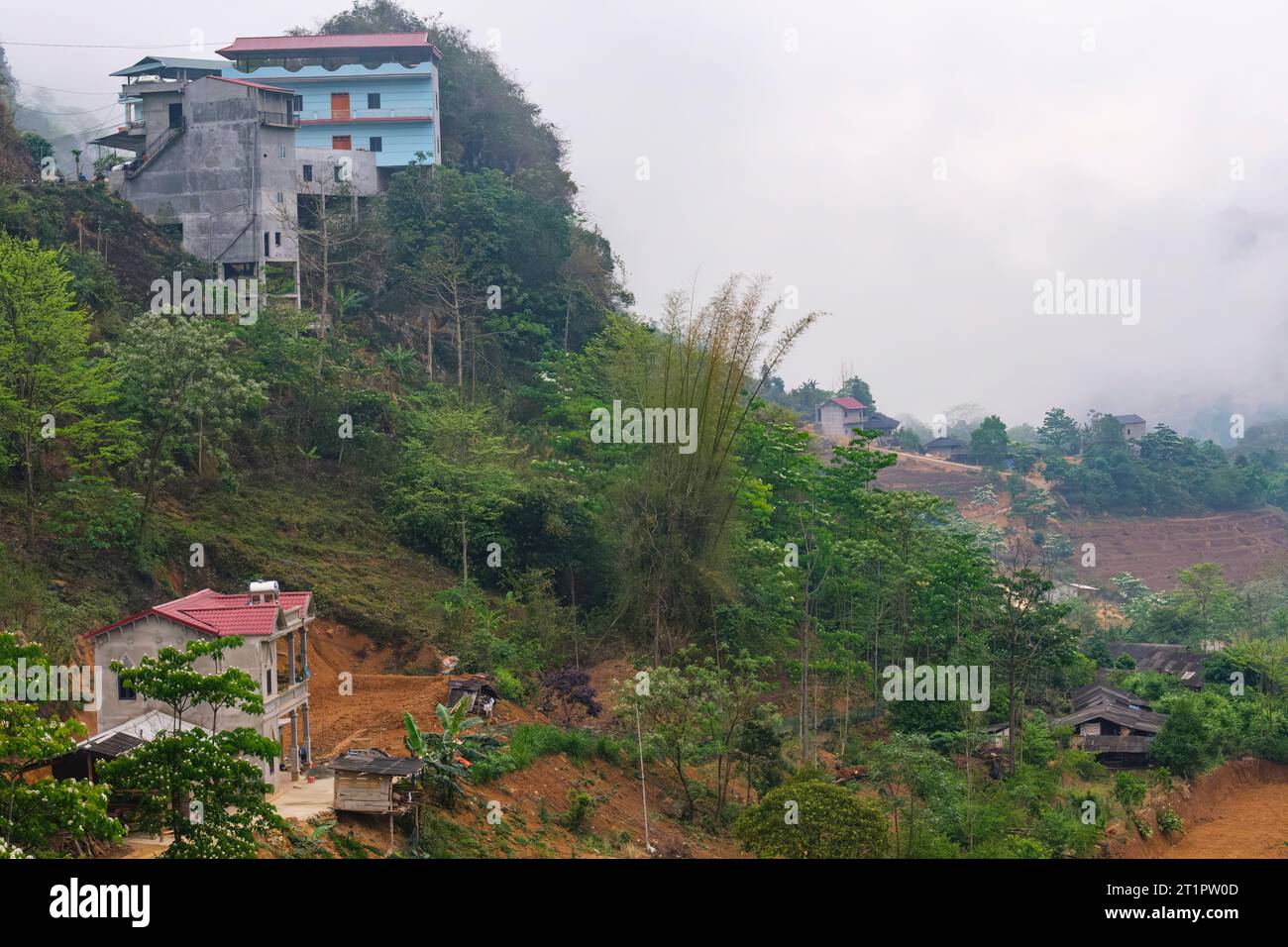 Can Cau, Vietnam. Scenic Landscape with Hillside Hmong Houses, Lao Cai ...