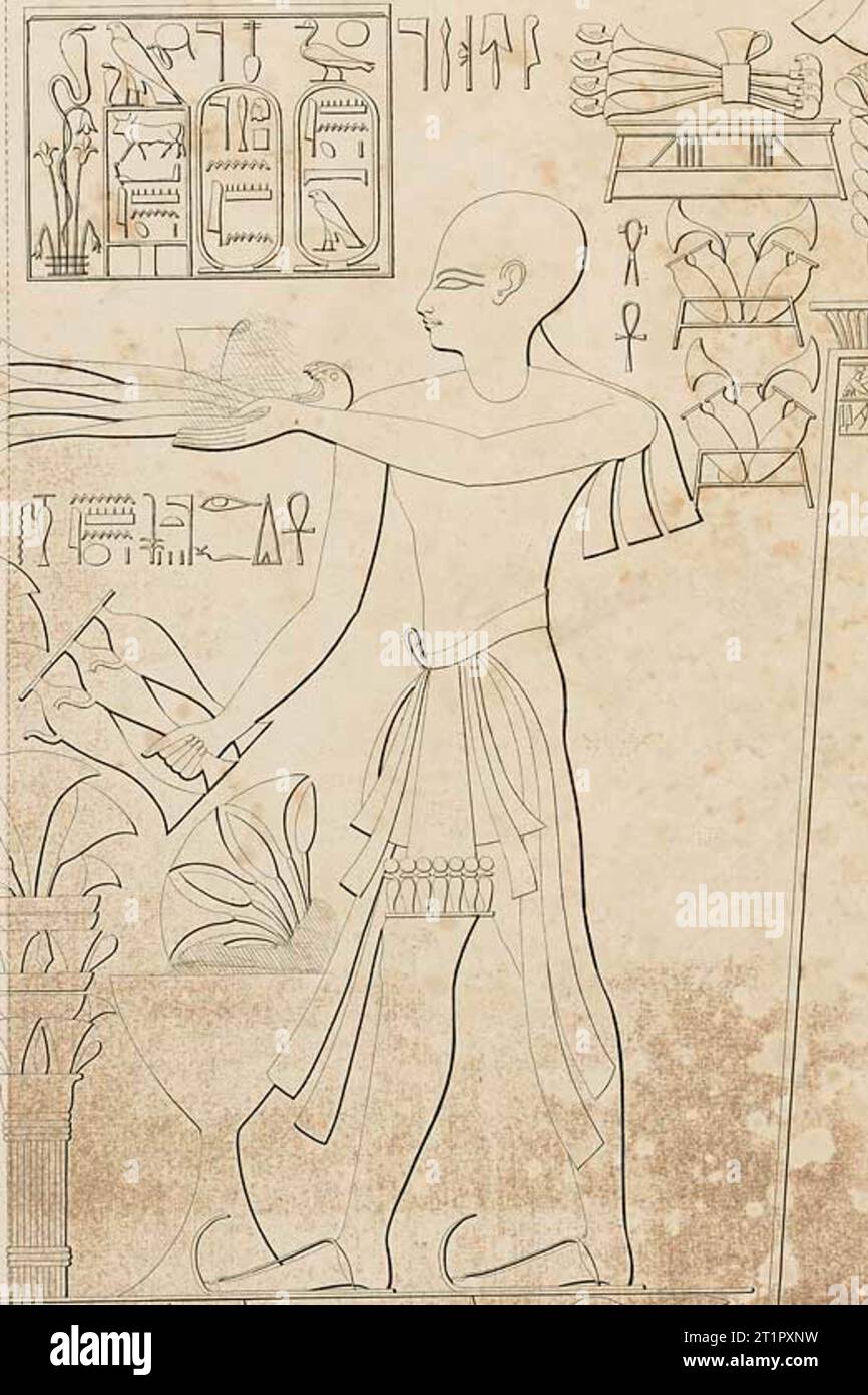 Drawing of the Theban High Priest of Amun Herihor, depicted on a relief ...