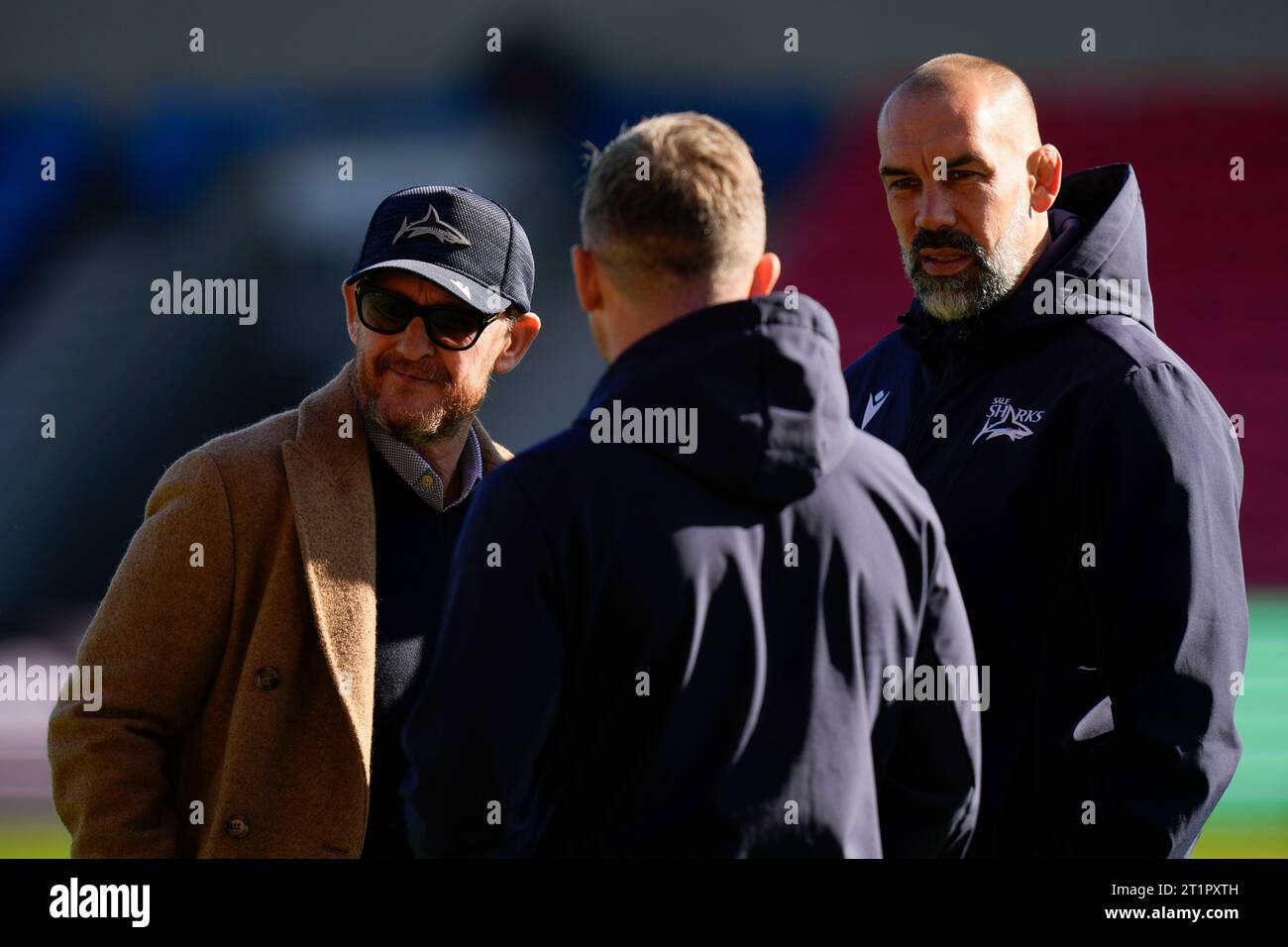 Eccles, UK. 15th Oct, 2023. Simon Orange, co-owner of Sale Sharks speak ...