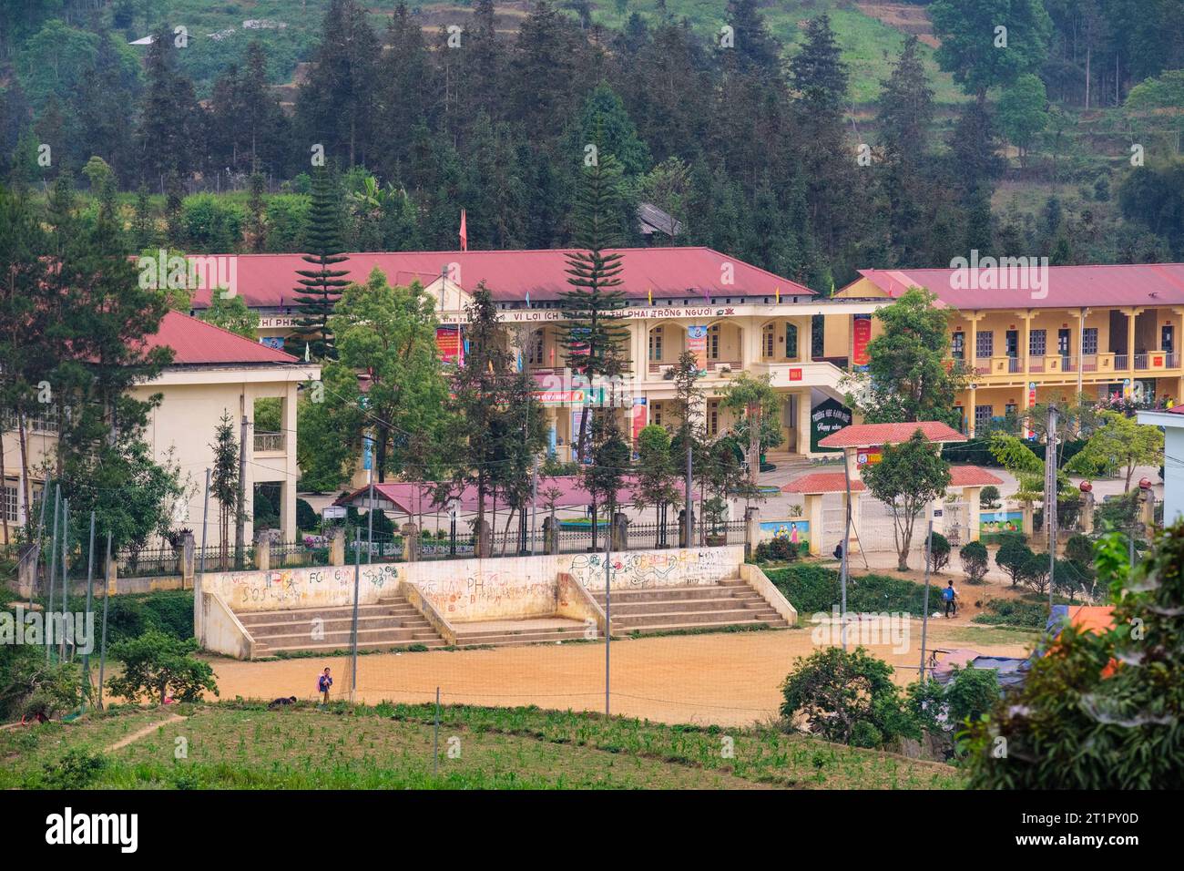 Bac Ha, Vietnam. School in the Hills above Bac Ha. Lao Cai Province ...