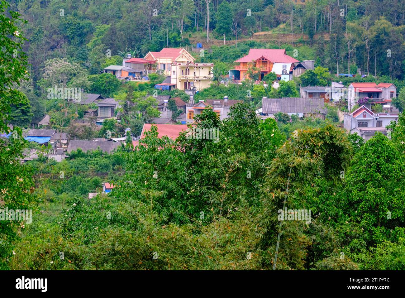 Bac Ha, Vietnam. New Hmong Houses in Hills above Bac Ha. Lao Cai ...