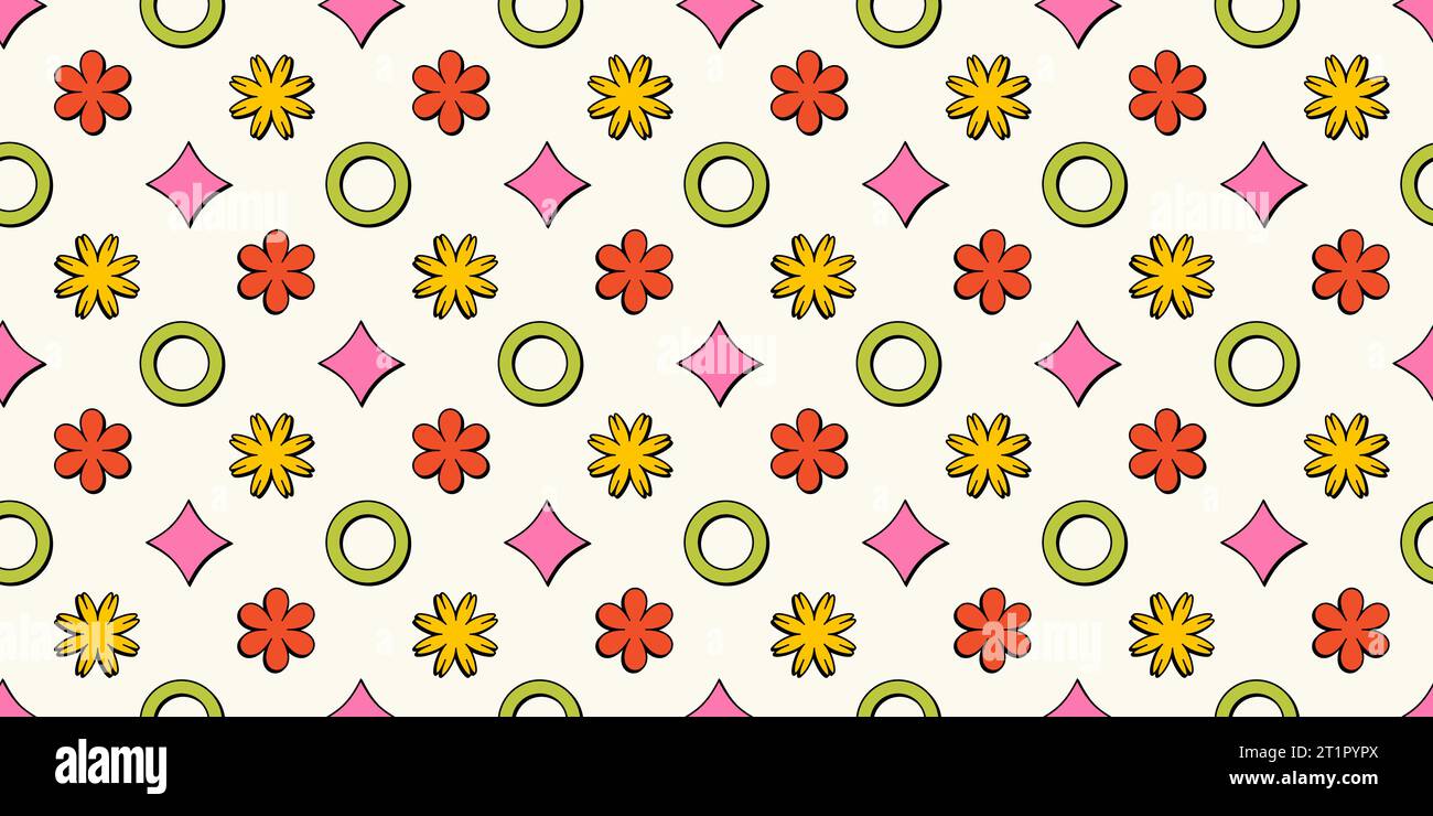 Abstract graphic elements seamless pattern. Brutal figure in trendy ...