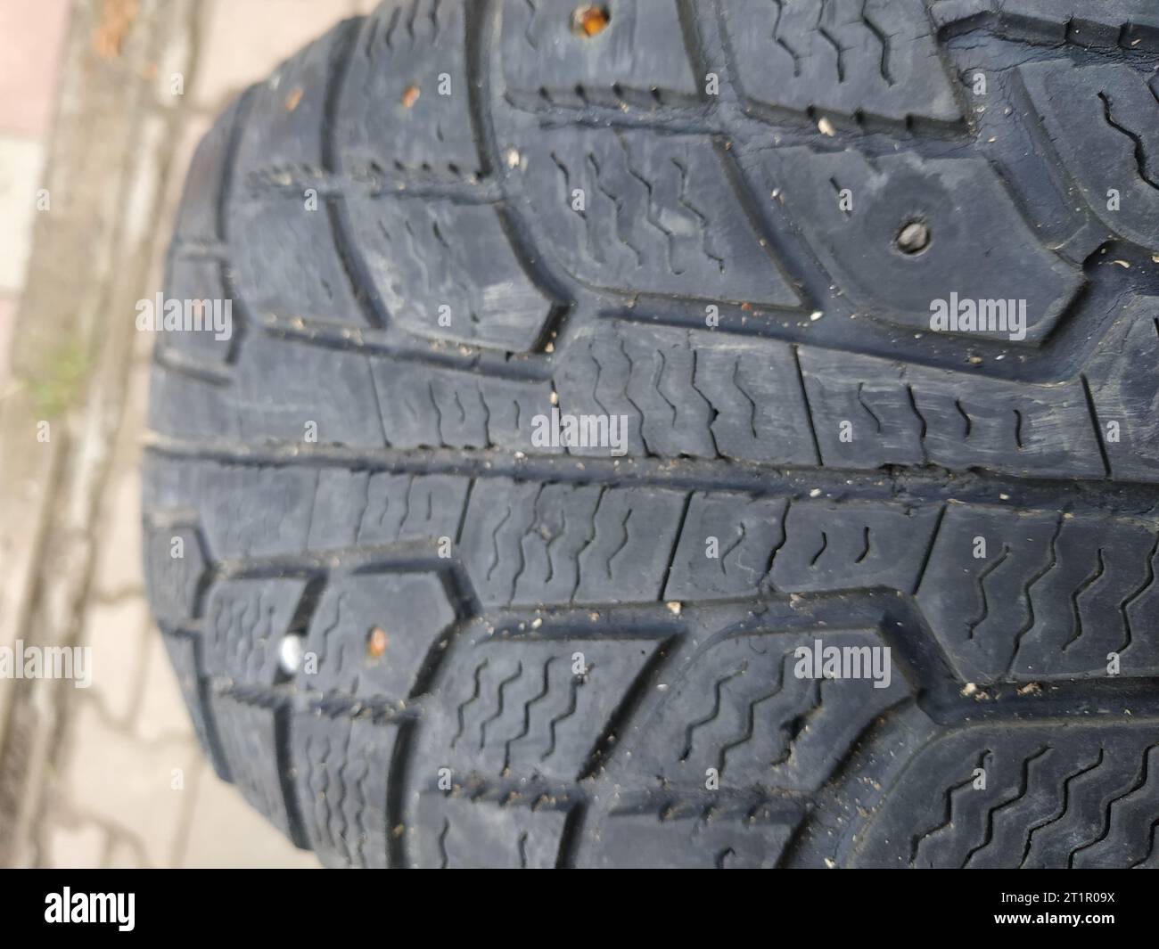 Old worn car tires. Damaged rubber. Old tyres. Recycling of rubber ...