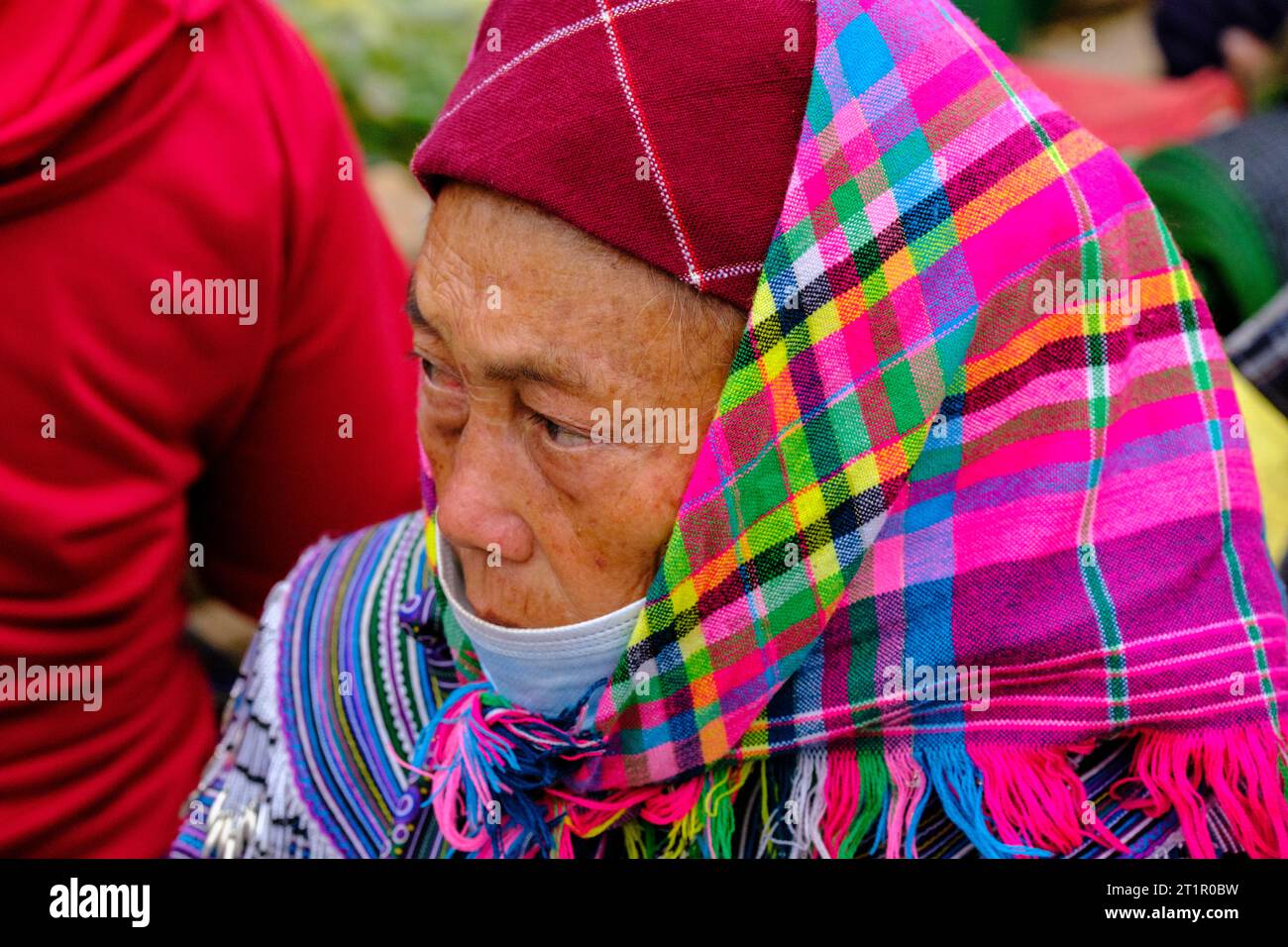 Bac Ha, Vietnam. Sunday Market Scene. Hmong Woman in Traditional Dress ...