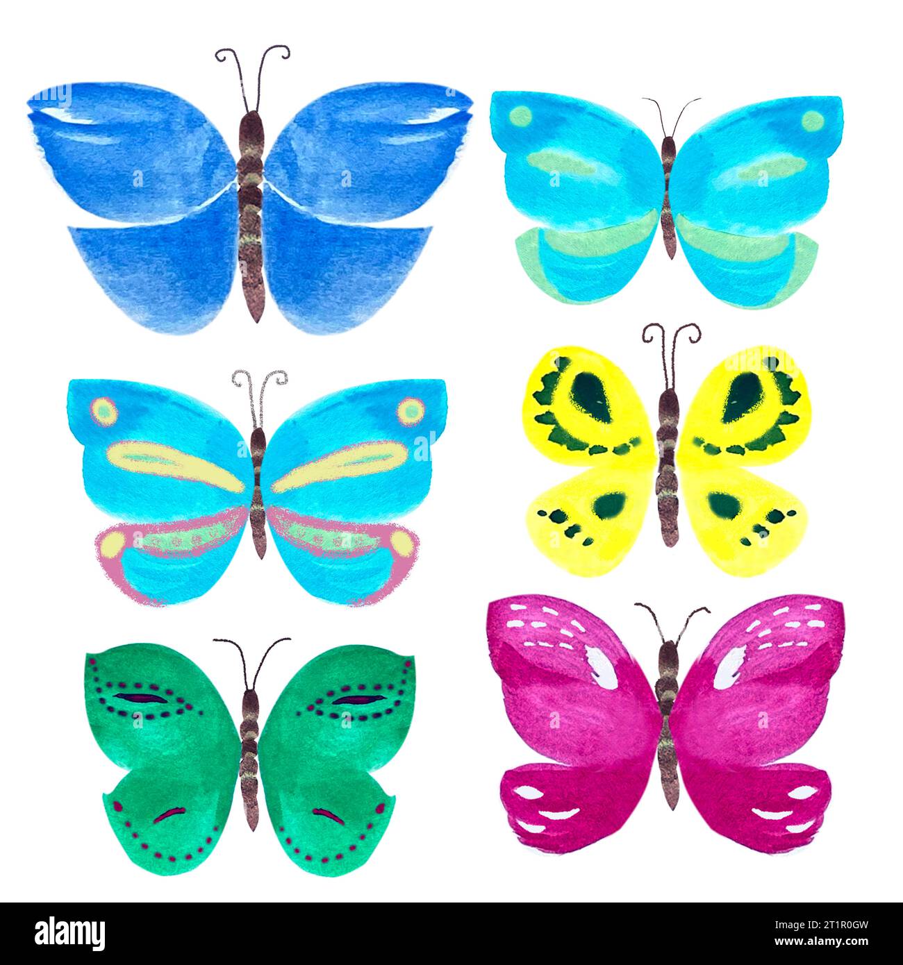 Hand painted watercolor bright moth set Stock Photo - Alamy