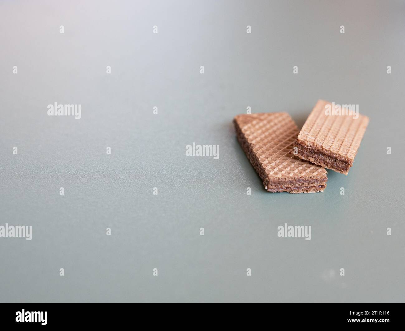 chocolate wafer on gray background with copy space Stock Photo - Alamy
