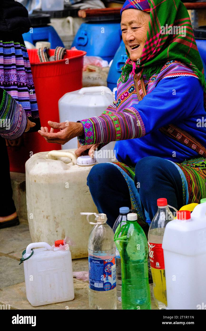 Bac Ha, Vietnam. Hmong Women in Traditional Clothing in the Sunday ...