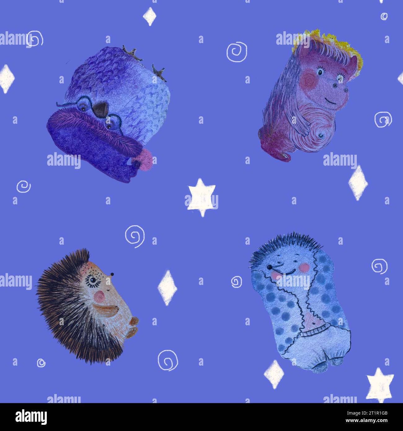 Watercolor fantasy animal sleep pattern Stock Photo - Alamy