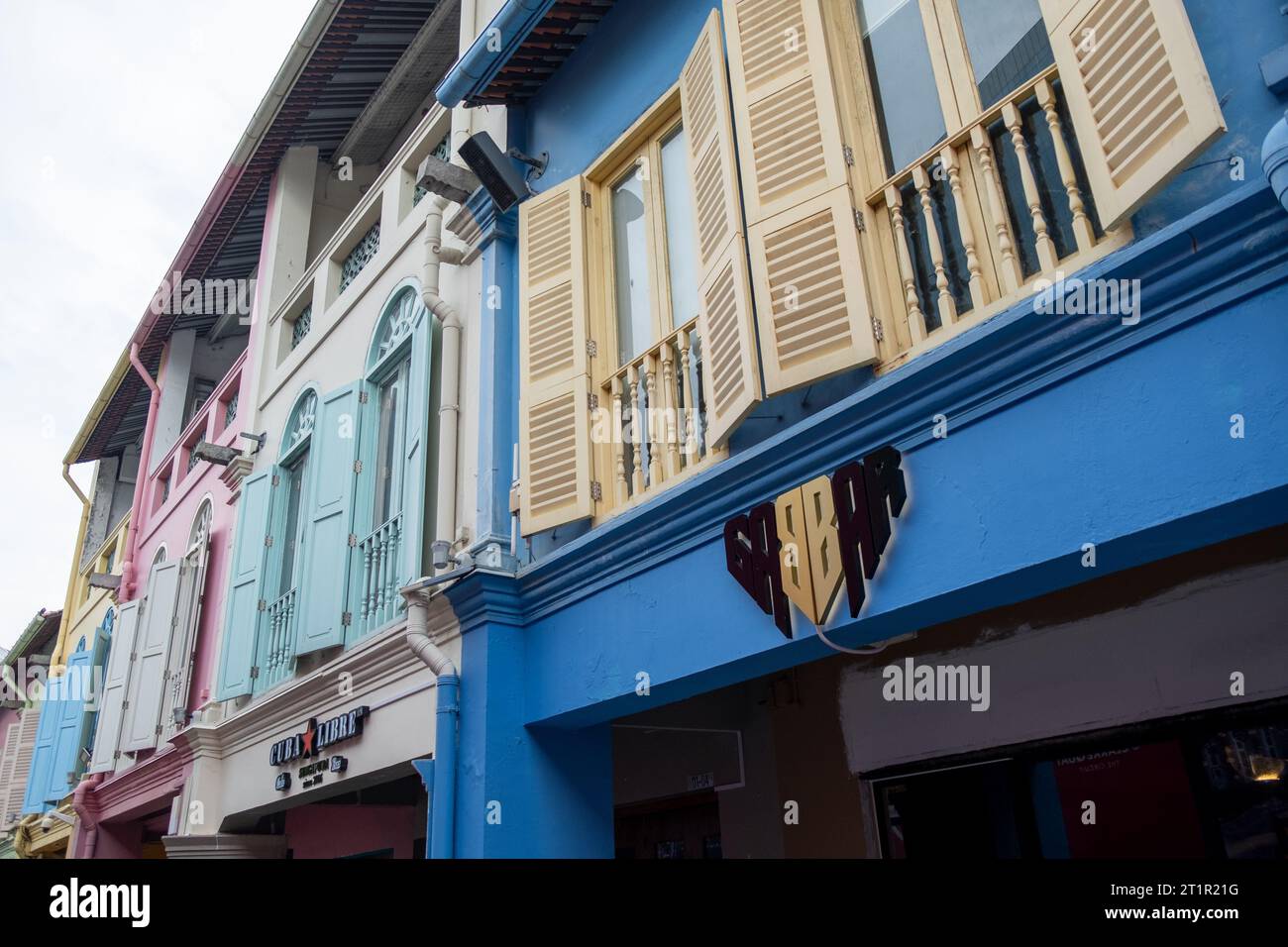 Singapore - 21 October 2022: View of colorful building in Clarke Quay ...