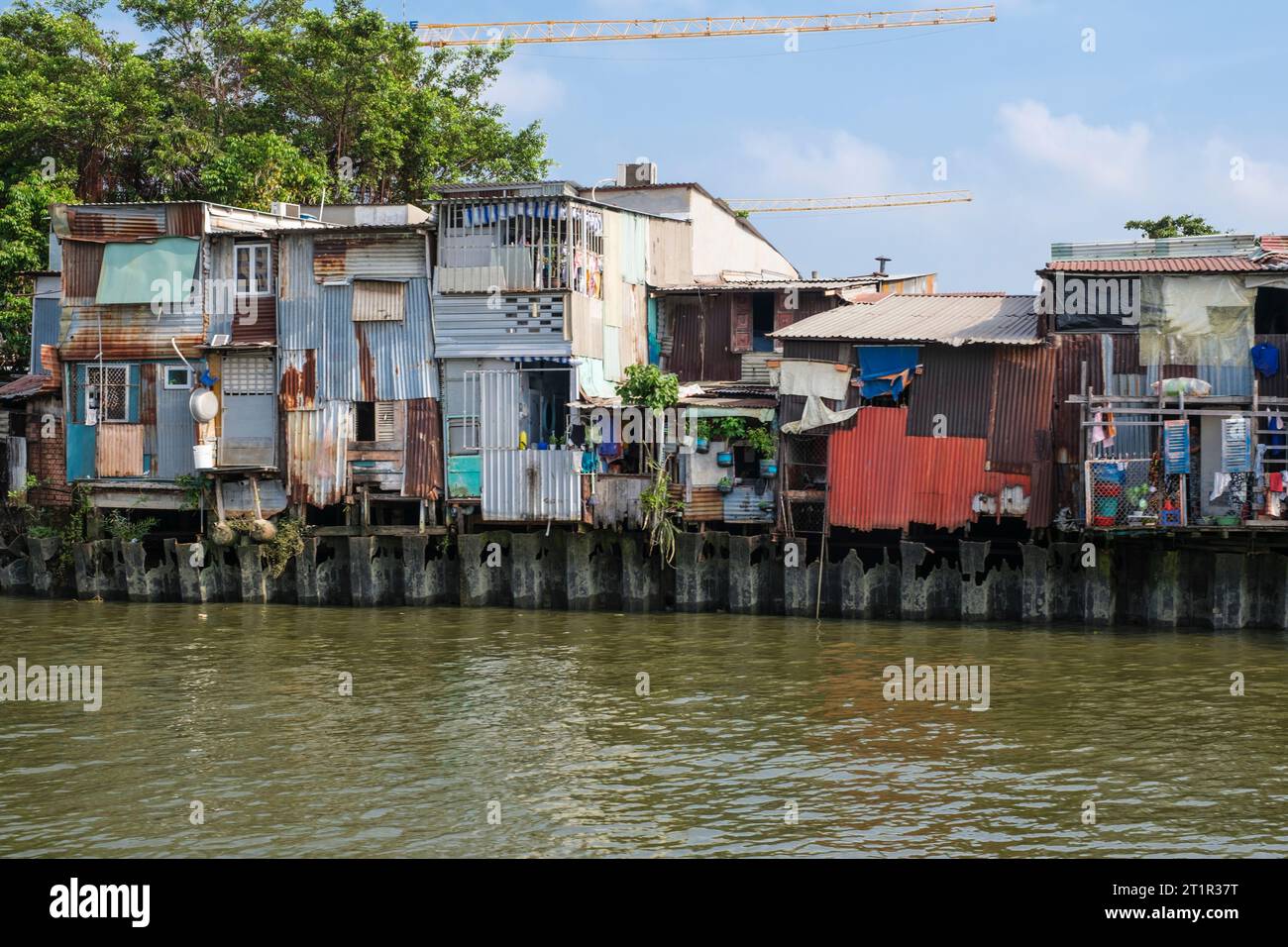 Lower-class Housing along the Saigon River, Ho Chi Minh, Vietnam Stock ...