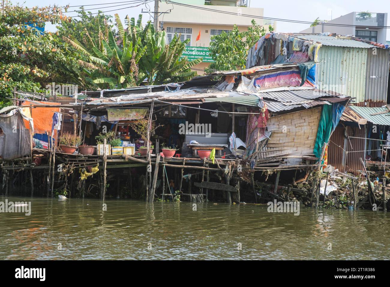 Lower-class Housing along the Saigon River, Ho Chi Minh, Vietnam Stock ...
