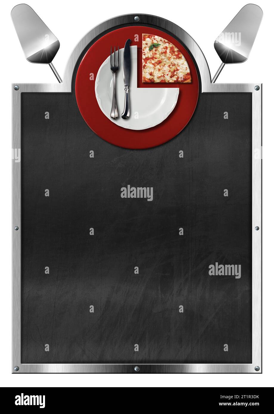 Template for a Pizza Menu. Metal sign with a slice of pizza Margherita ...