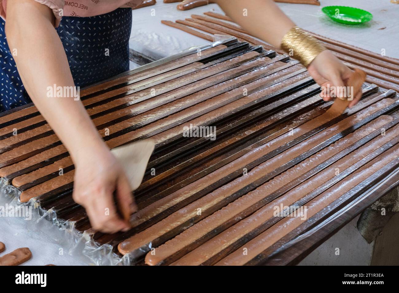 Coconut Candy Factory, Vietnam, between Ho Chi Minh and Can Tho. Laying ...