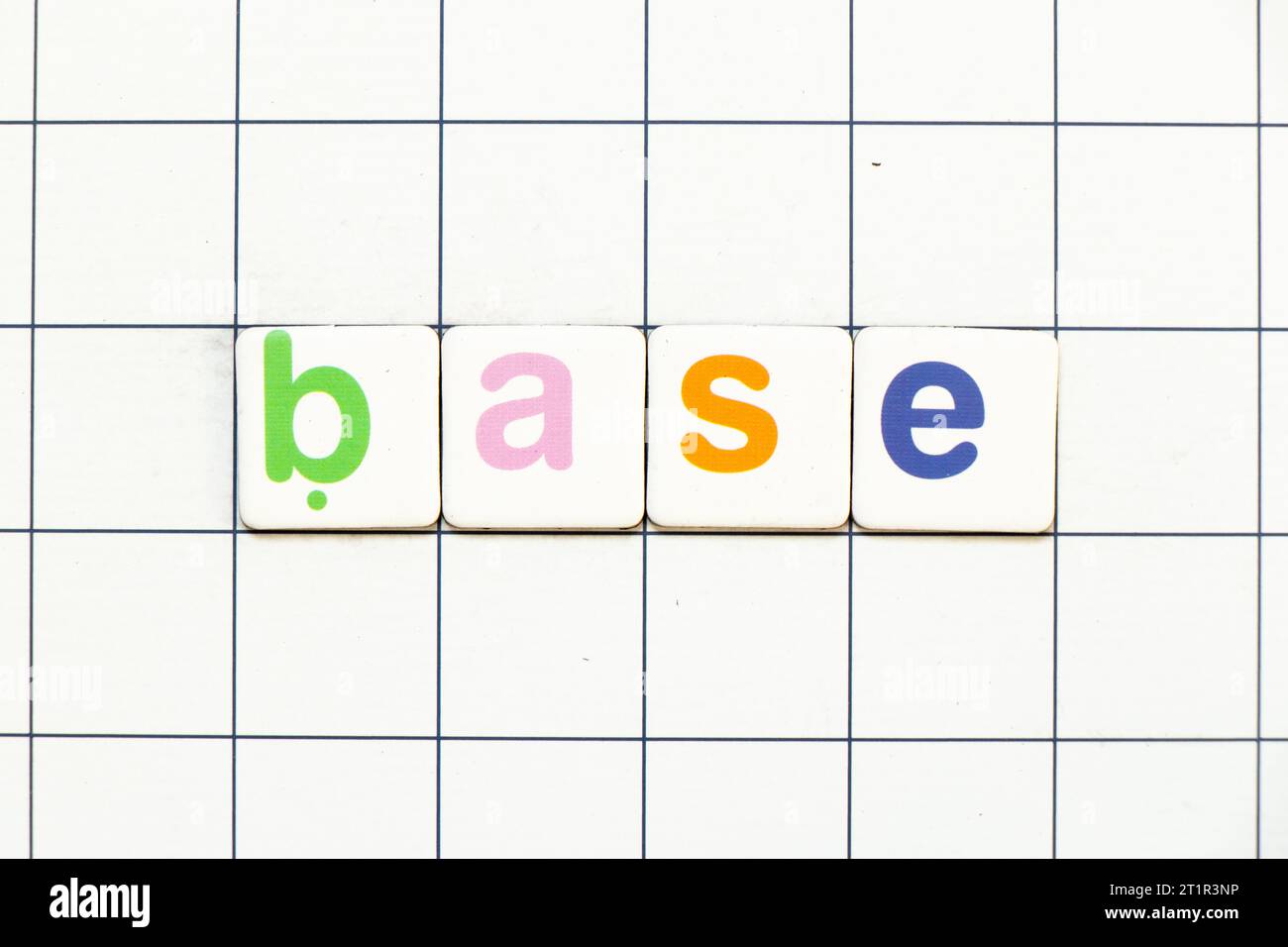 Colorful tile letter in word base on white grid background Stock Photo ...