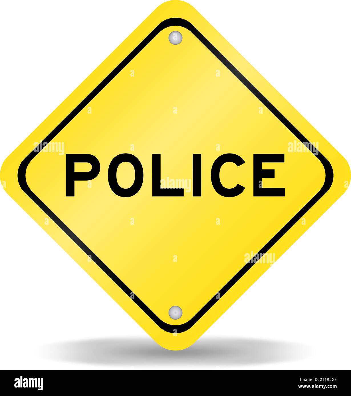 Yellow color transportation sign with word police on white background ...