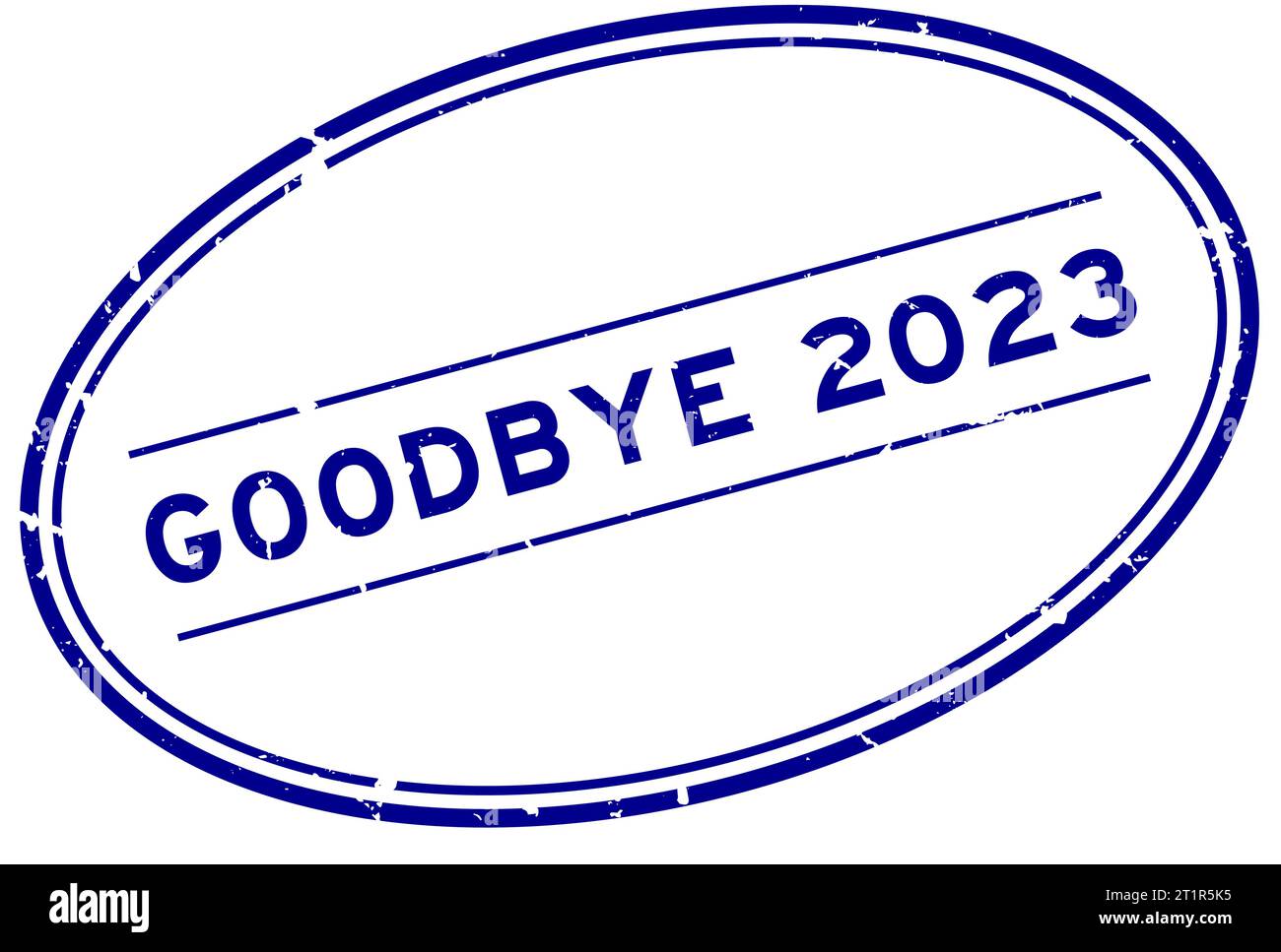 Grunge blue goodbye 2023 word oval rubber seal stamp on white ...