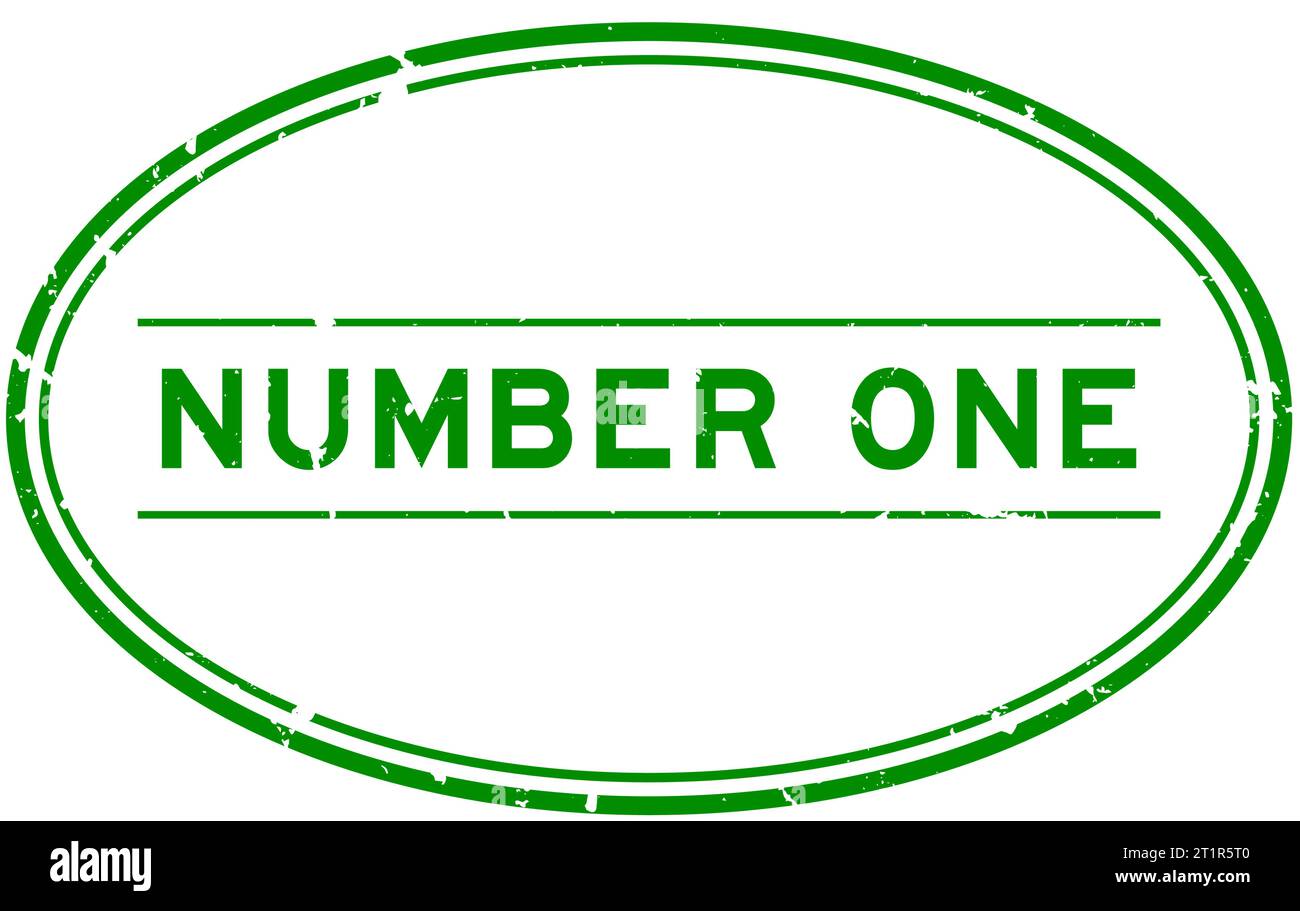 Grunge green number one word rubber seal stamp on white background ...