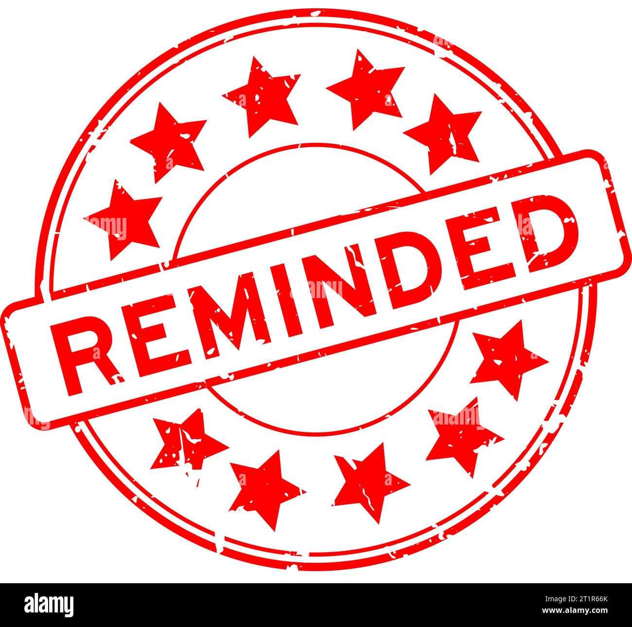 Grunge red reminded word with star icon round rubber seal stamp on white background Stock Vector ...