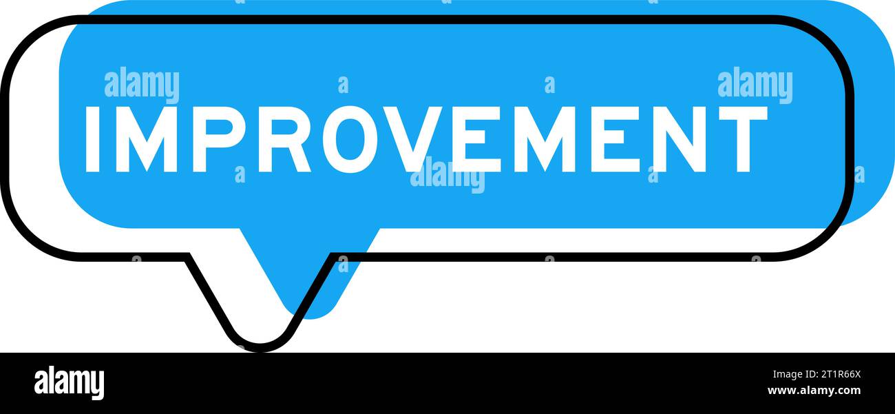 Speech banner and blue shade with word improvement on white background ...
