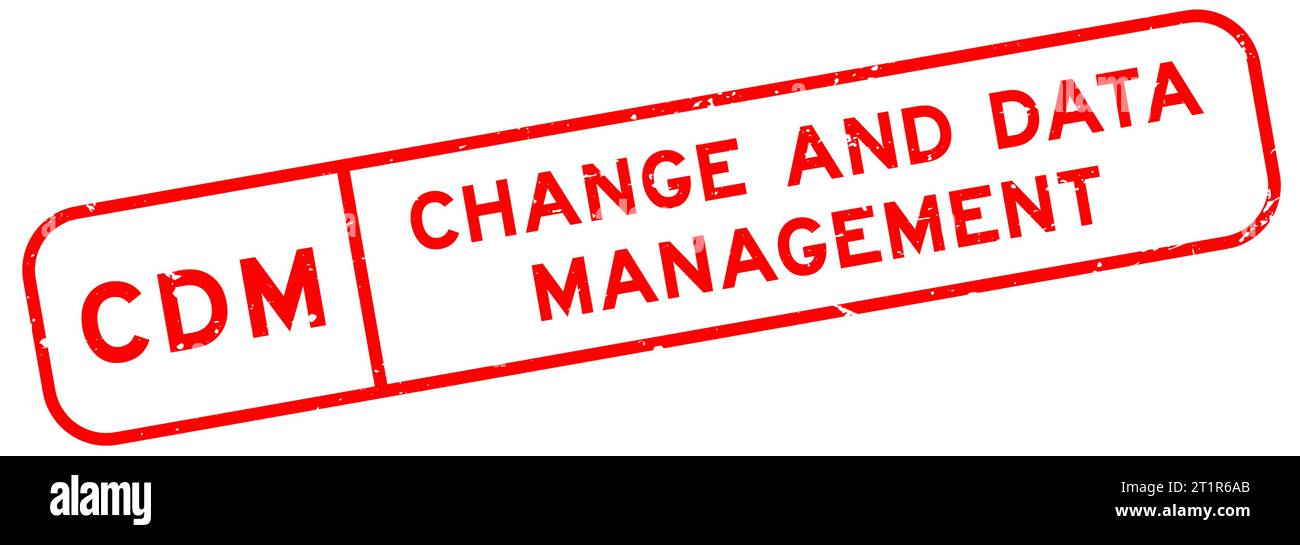 Grunge red CDM change and data management word square rubber seal stamp ...