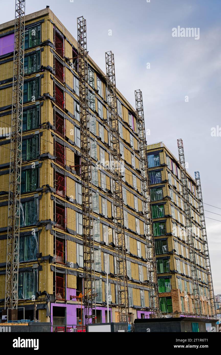 High rise residential building of flats with cladding being replaced ...